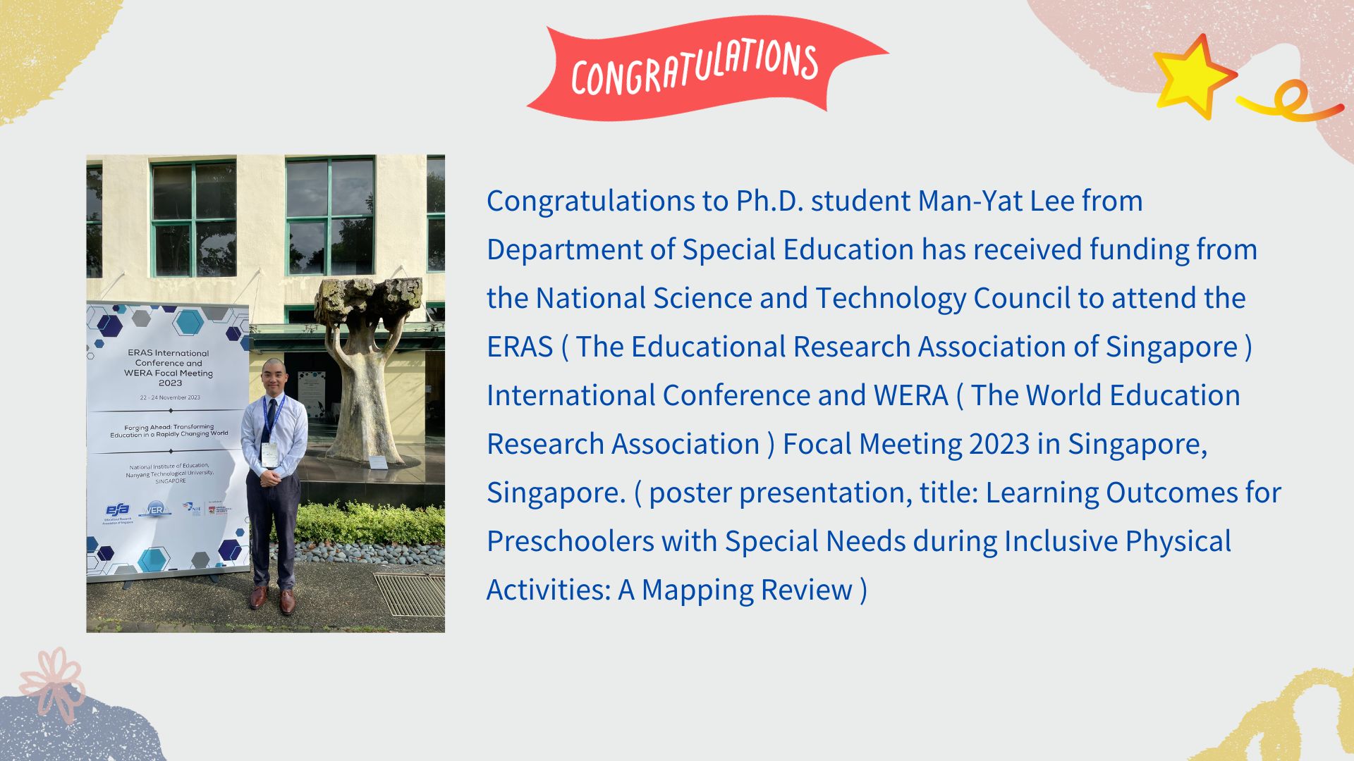 Congratulations to Man-Yat Lee (Doctoral Student) from Department of ...